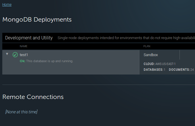 MongoLab control panel