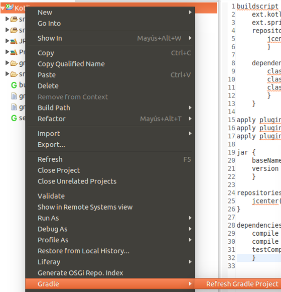 Kotlin: Eclipse refresh gradle project Kotlin: Eclipse refresh gradle project